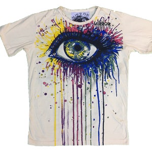 100% Cotton Mirror T Shirt With Dripping Eye Print - Etsy UK