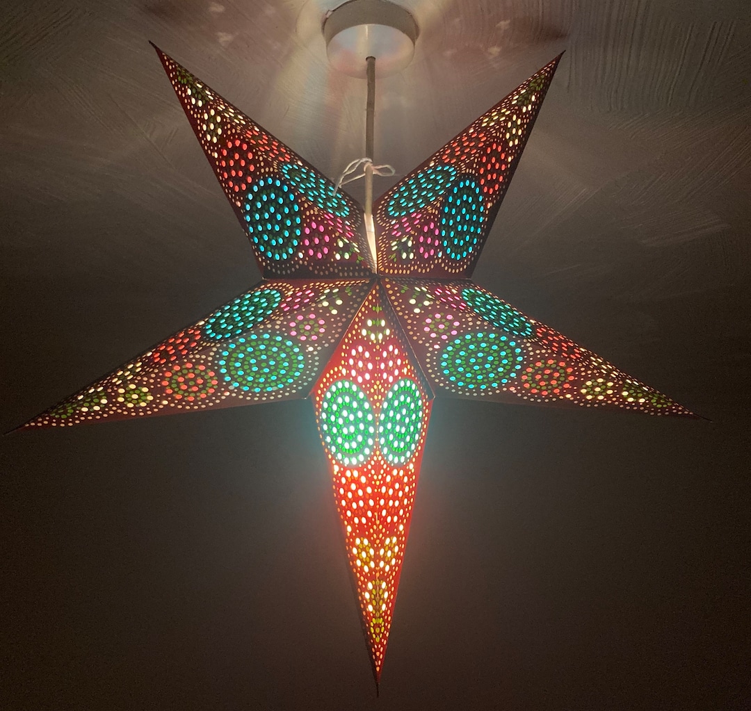 Decorative Paper Star Lampshade Light Hanging Lamp Festive Christmas ...