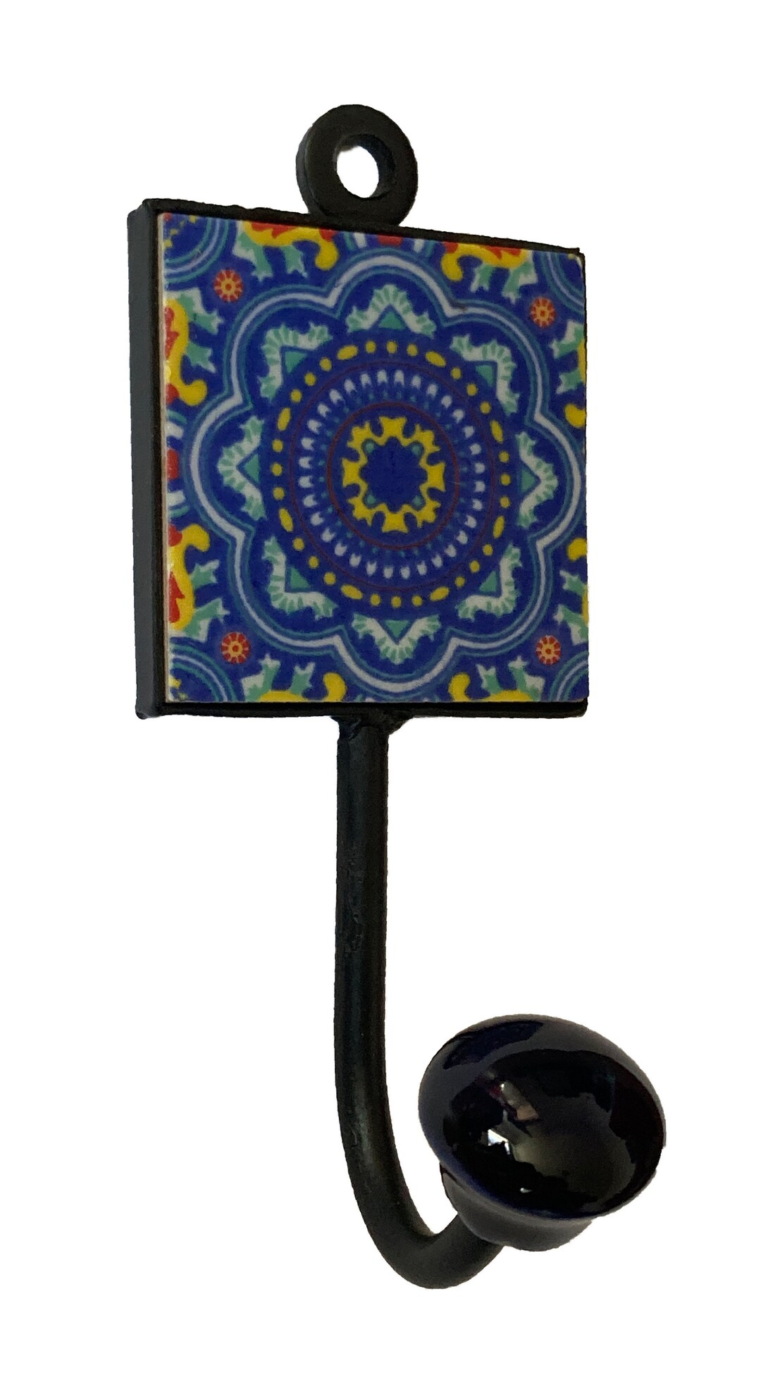 Hand Painted Ceramic Tile Coat Hook With Indian Design - Etsy
