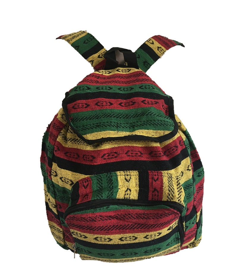 100% Cotton Rasta Stripe Backpack Red Green Gold | Etsy