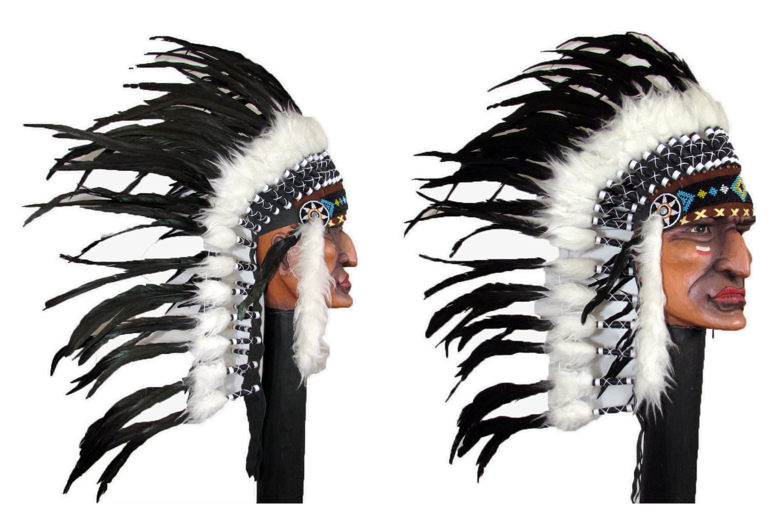 Native American Indian Headdress With Feathers and Bead or Band Detail ...
