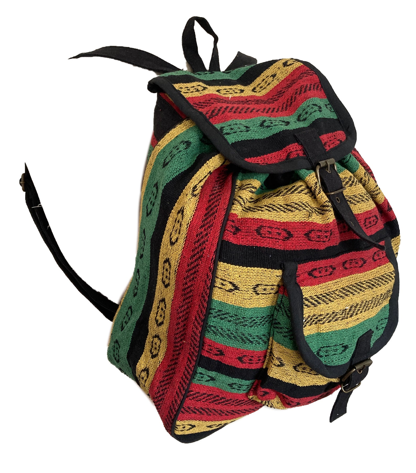 100% Cotton Rasta Stripe Backpack Red Green Gold INBA003 - Etsy UK