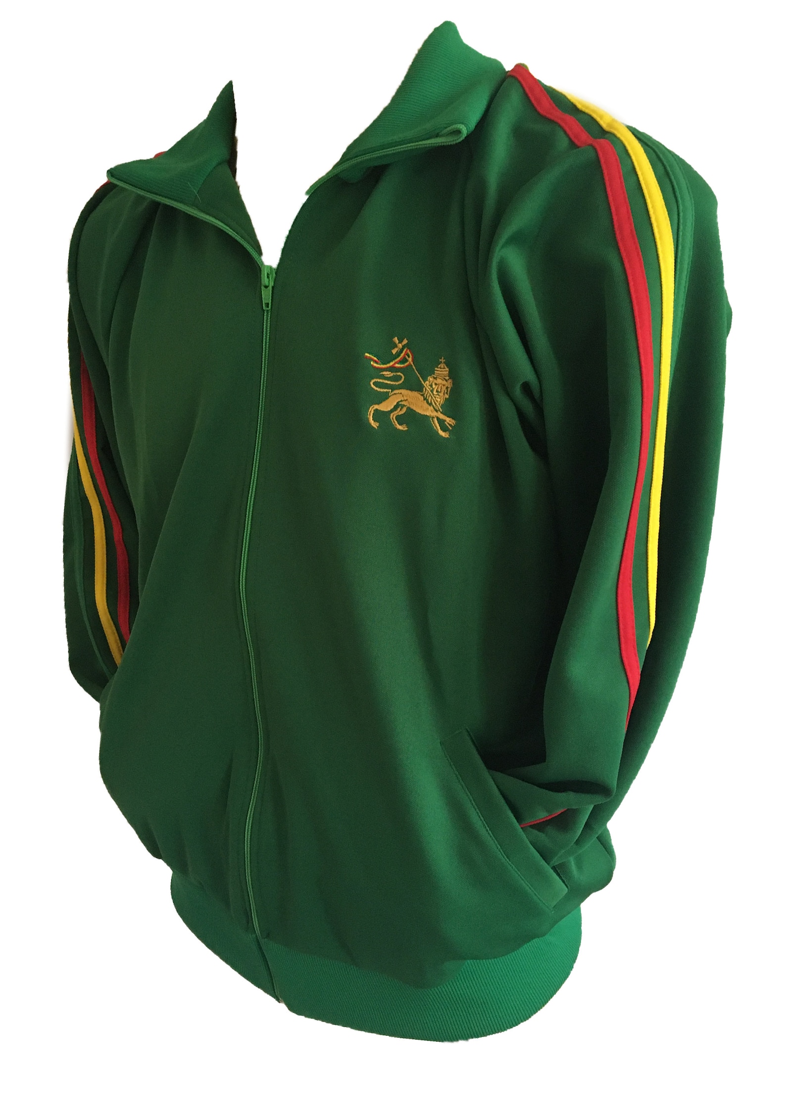 Rasta Stripe Zip up Track Jacket With Lion Motif | Etsy