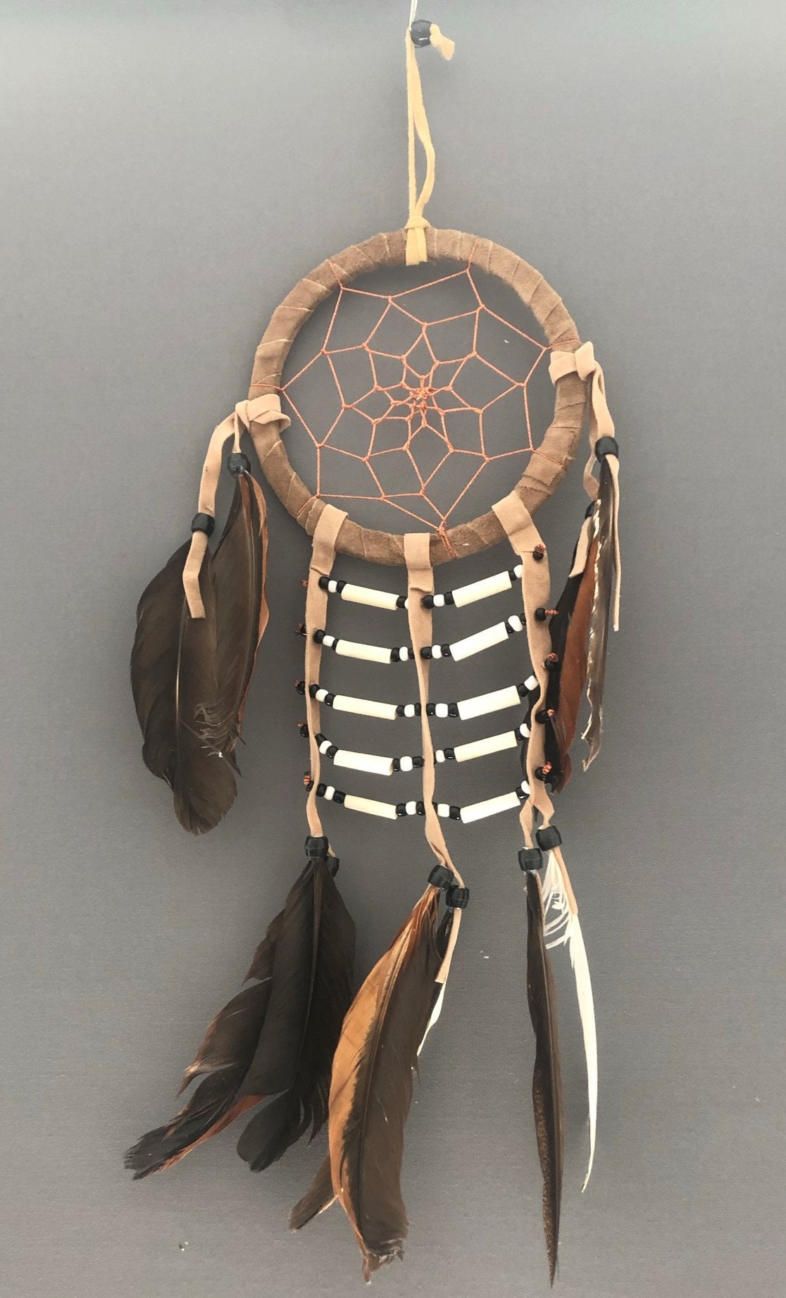 Traditional Dream Catcher with Woven Suede Cotton Web and | Etsy