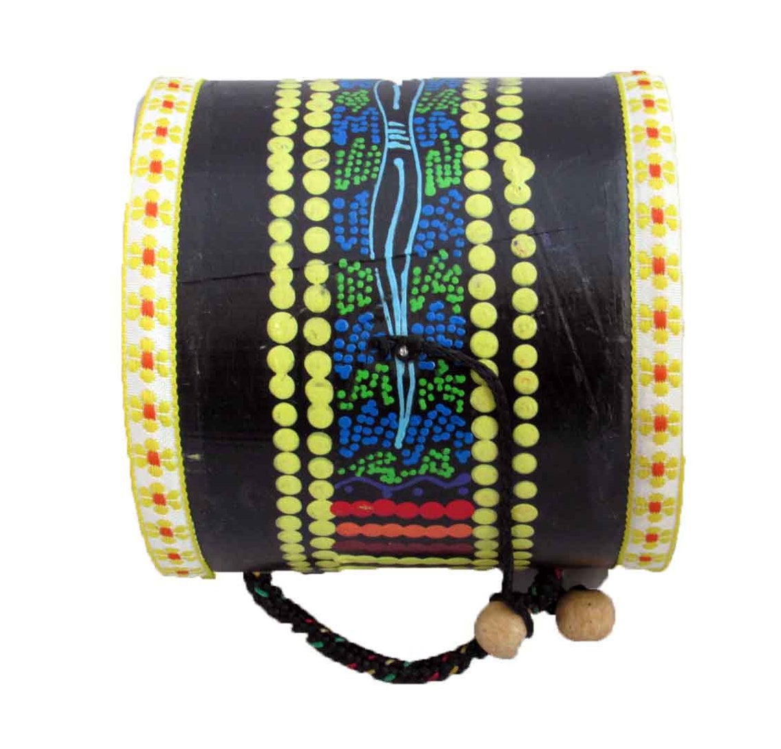 Small Hand Held Monkey Drum Instrument With Hand Painted Aboriginal Dot ...