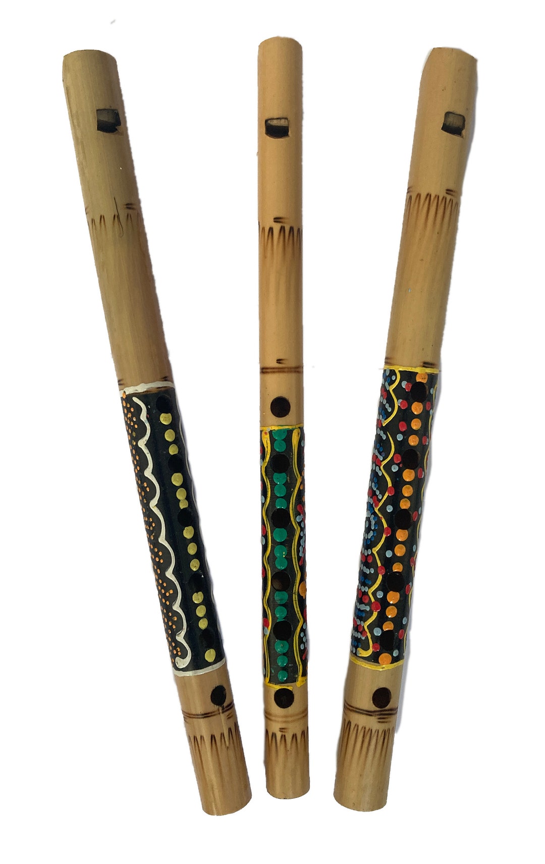 Hand Painted Bamboo Recorder With Aboriginal Style Dot Painting Wood ...