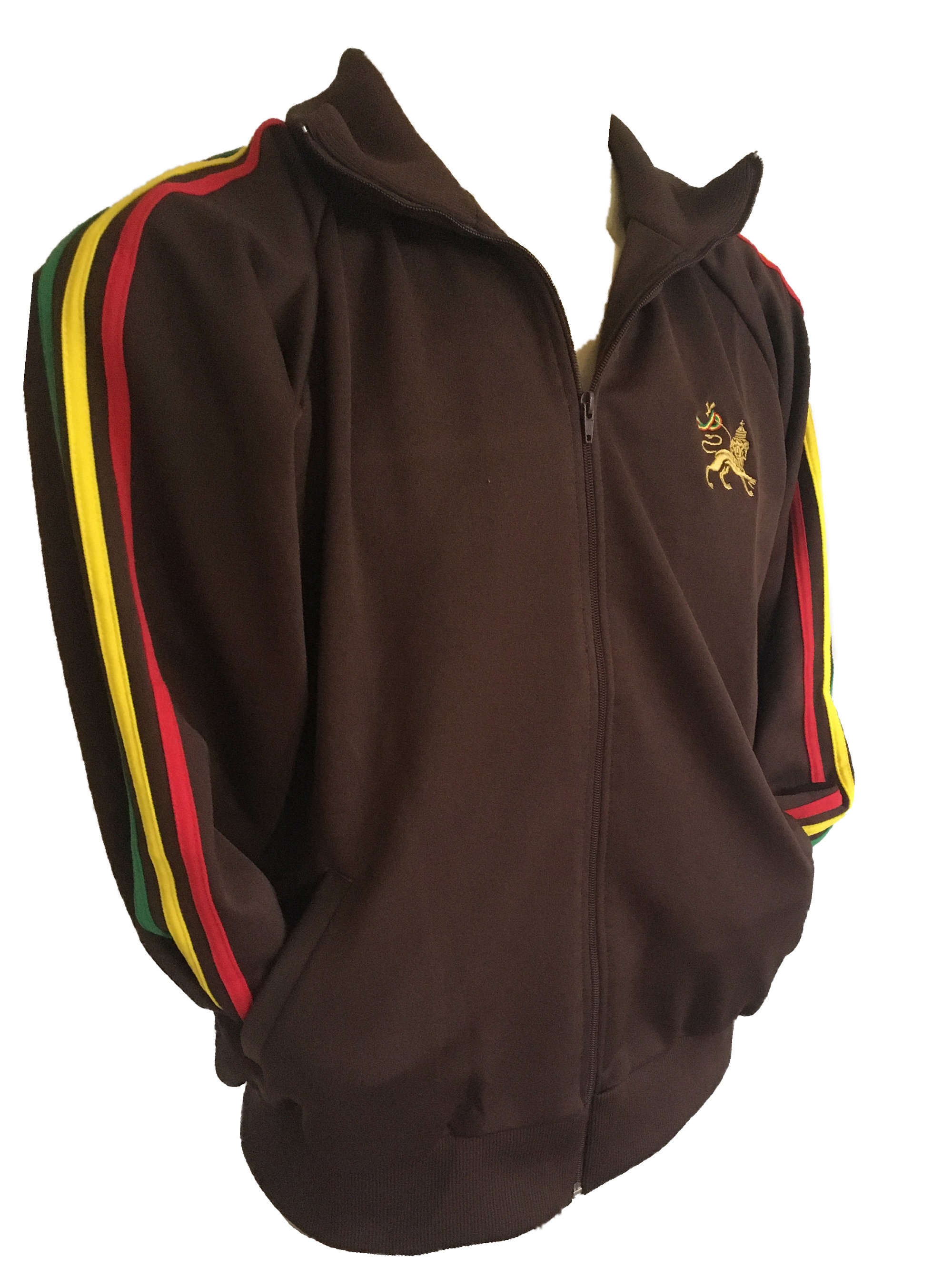 Rasta Stripe Zip up Track Jacket With Lion Motif | Etsy