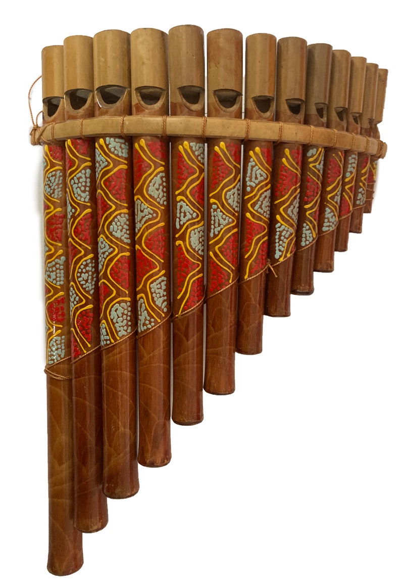 Hand Made Bamboo Andean Style Panpipes With Paint Detail - Etsy