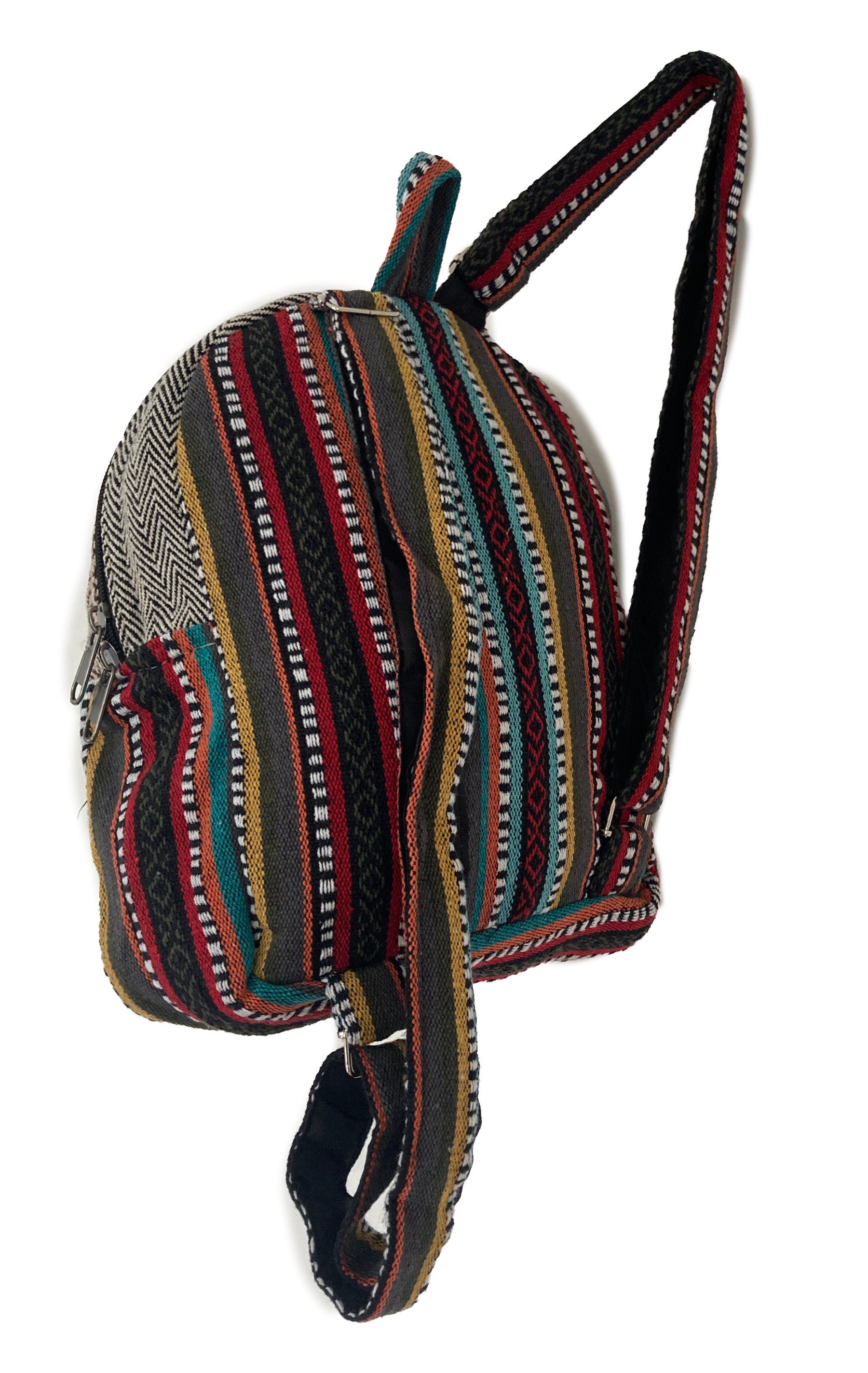 Mini 100% Pure Hemp Backpack With Gheri Stripe and Large Outer - Etsy UK
