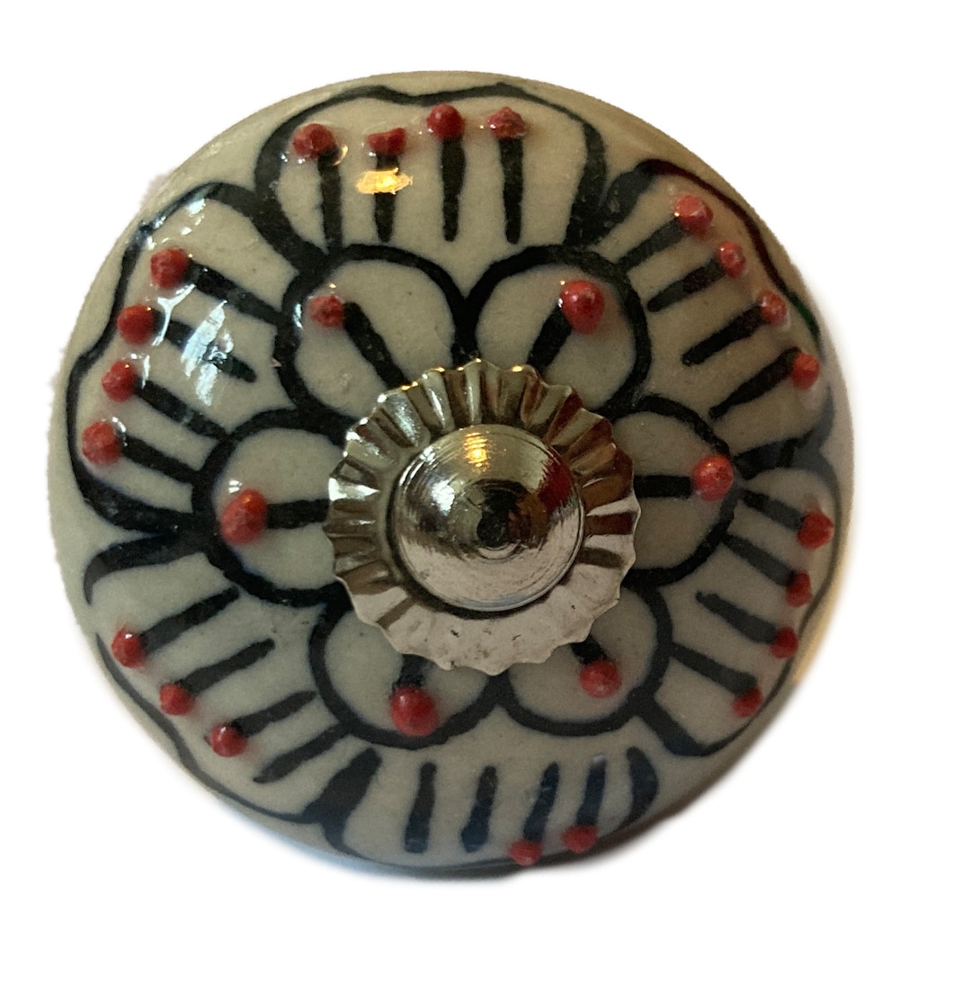 Hand Painted Ceramic Indian Drawer Knobs With Unique Designs - Etsy