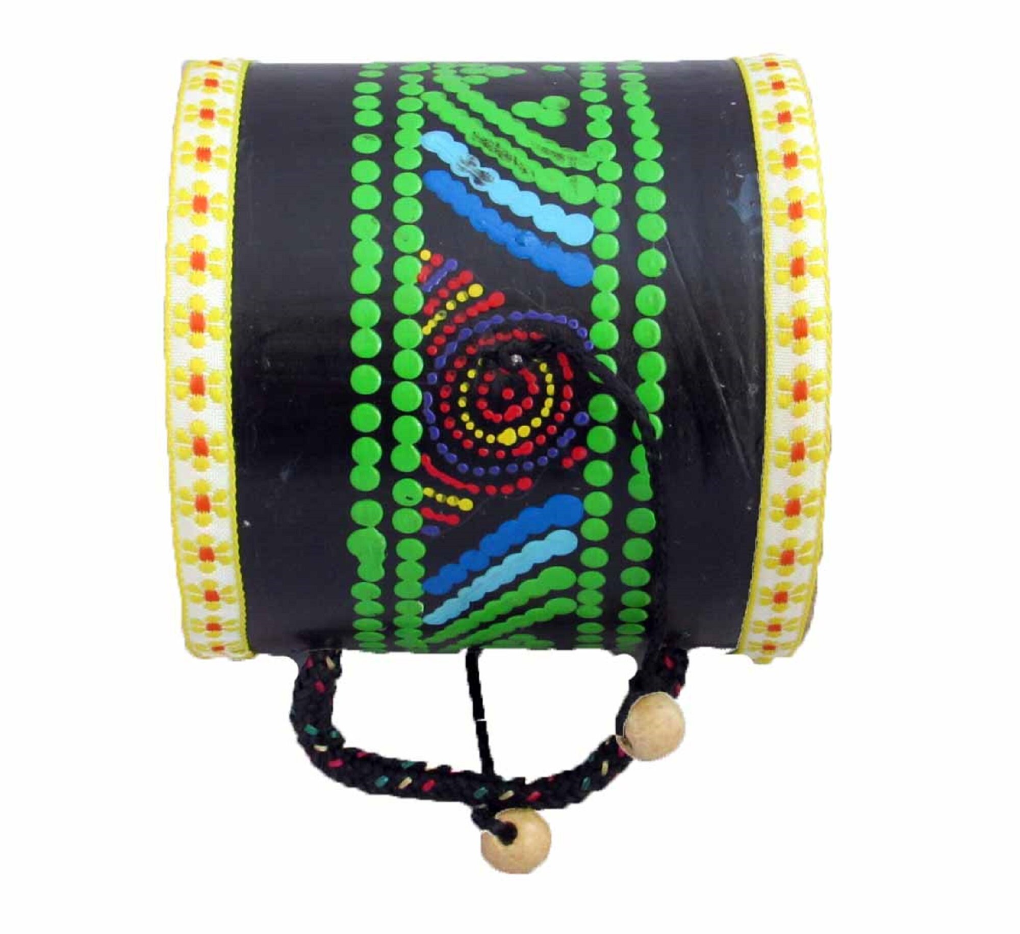 Small Hand Held Monkey Drum Instrument With Hand Painted Aboriginal Dot ...