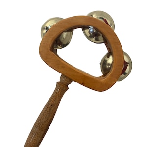 Wooden Hand Tambourine Shaker With Handle Jingle Stick 3 Chime ...