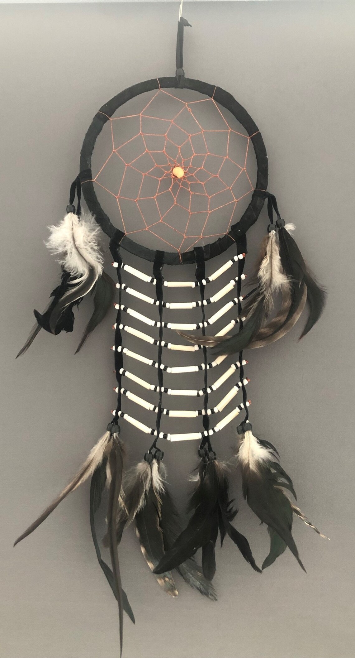 Traditional Dream Catcher with Woven Suede Cotton Web and | Etsy