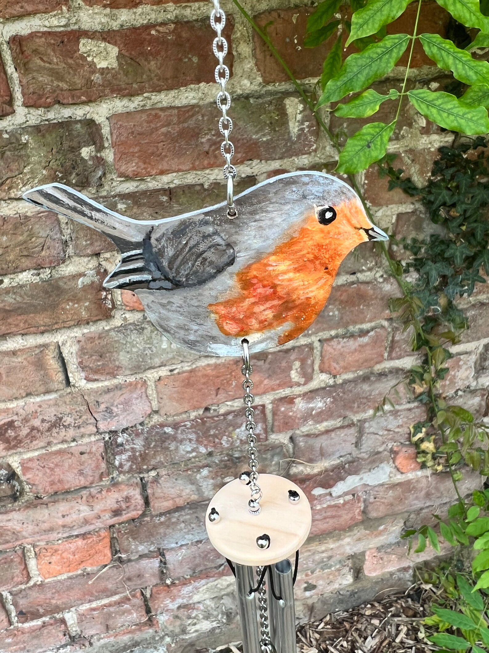 Robin Wind Chime Original Art Laser Cut Hand Painted Wooden - Etsy UK