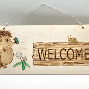 Hedgehog welcome Wood Sign. Original Art , Hand Painted. A Donation ...