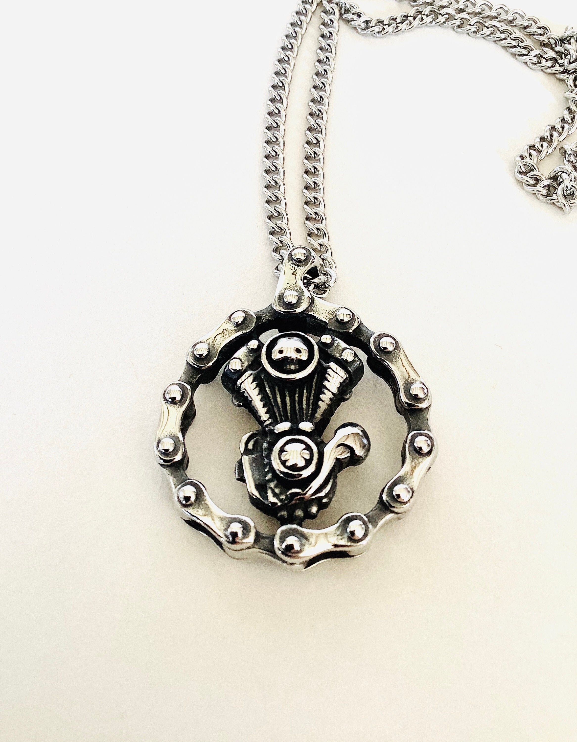 Motorbike Engine Stainless Steel Pendant With Stainless Steel - Etsy UK
