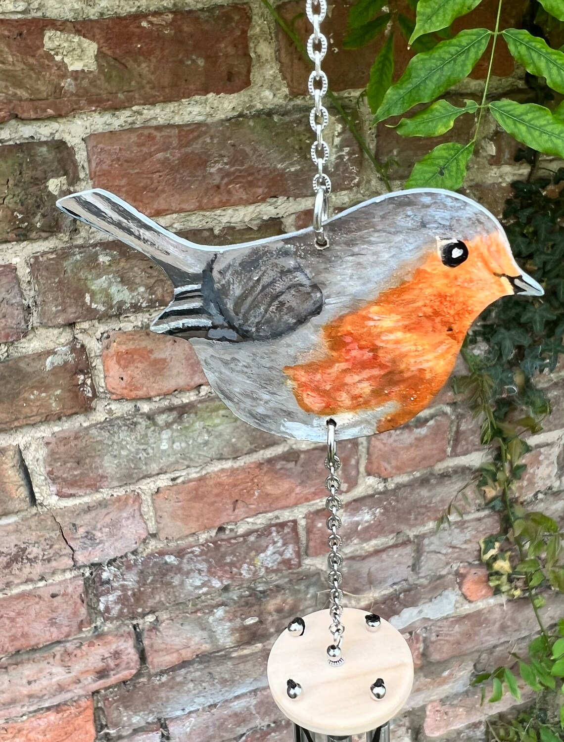 Robin Wind Chime Original Art Laser Cut Hand Painted Wooden - Etsy
