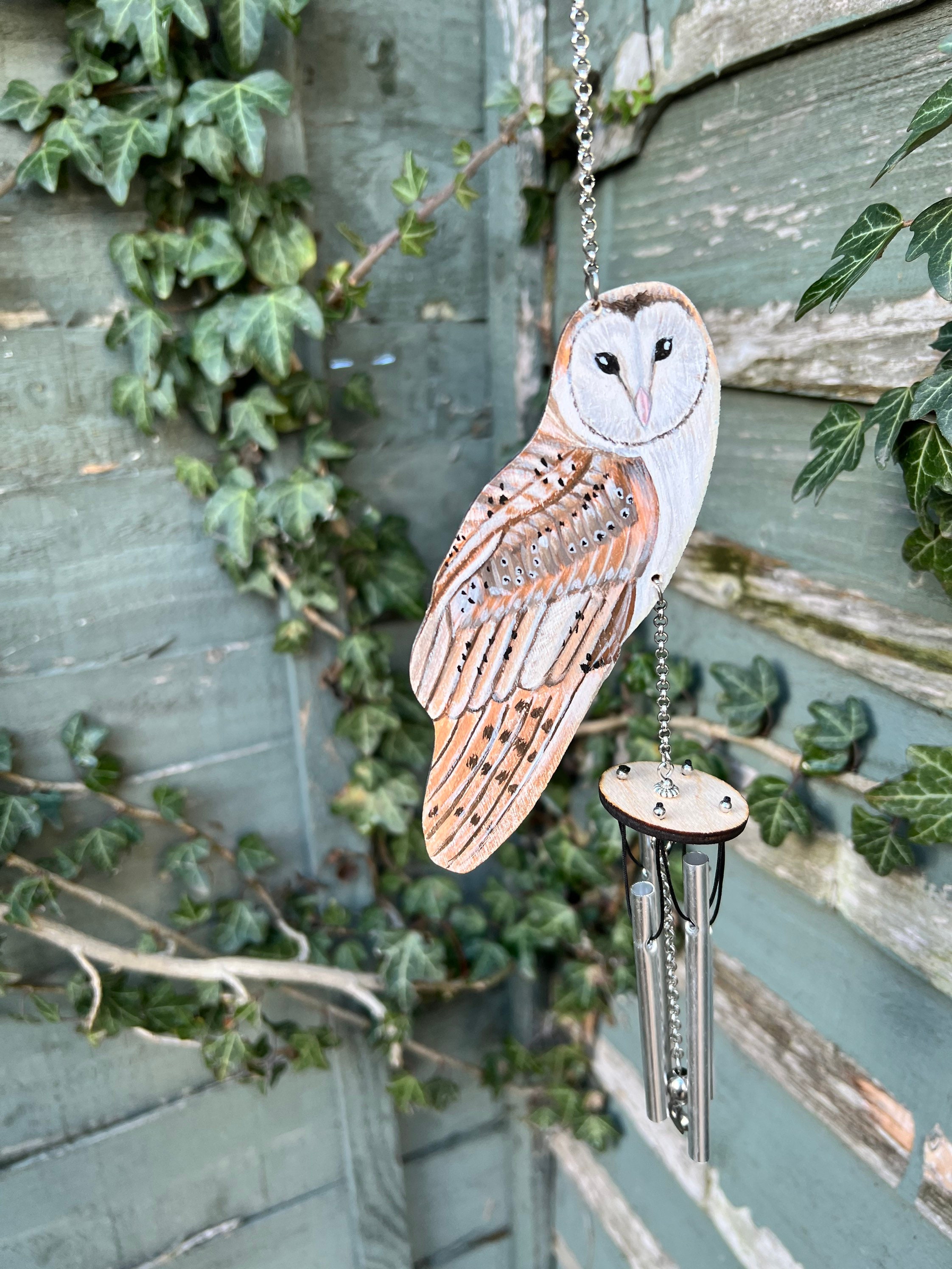Barn Owl Wind Chime Laser Cut and Hand Painted. Aluminium - Etsy UK
