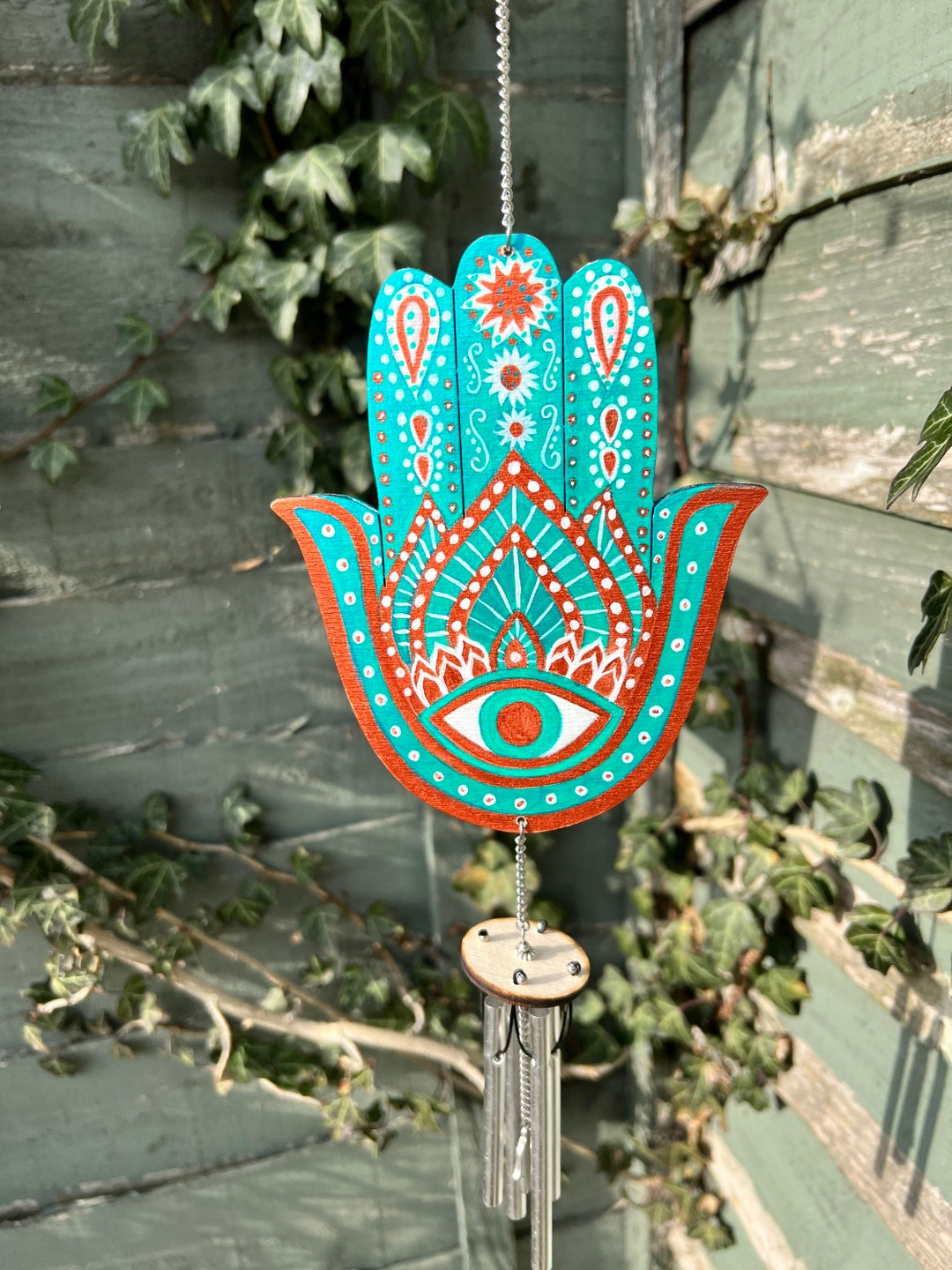 Hamsa Hand Novelty Wind Chime. Original Art, Laser Cut and Hand Painted ...
