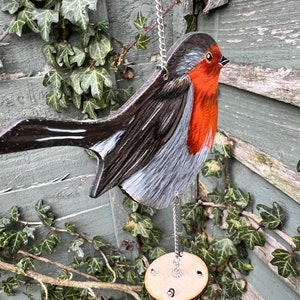Robin Wind Chime, Original Art , Laser Cut Hand Painted Wooden Robin ...