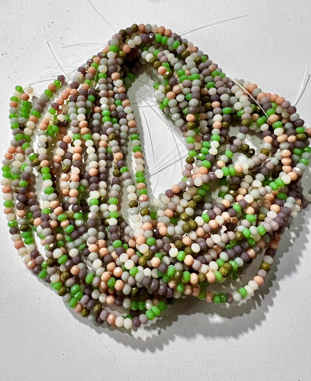 Two Strings of Woodland Walk Mix Glass Electroplated Rondelle Beads ...