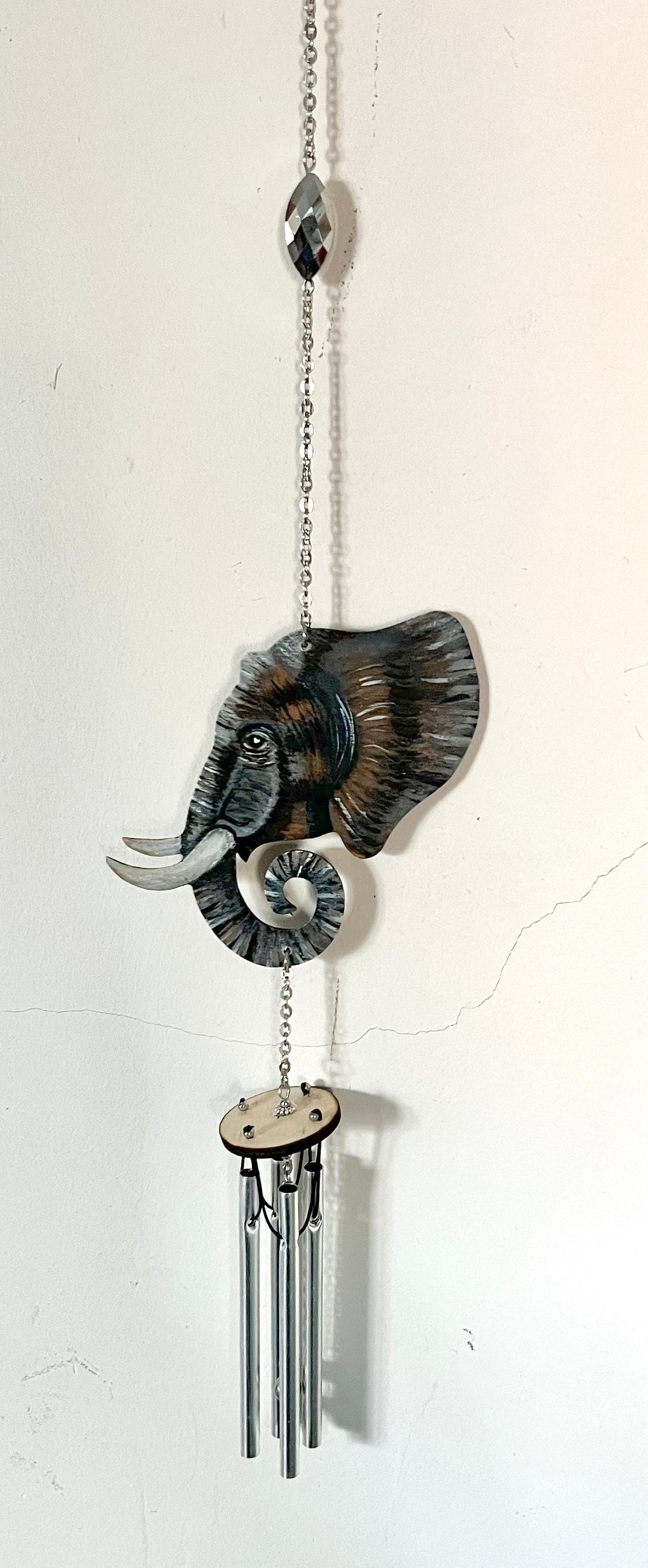 Elephant Wind Chime, Laser Cut and Hand Painted Wooden Wind Chime With ...