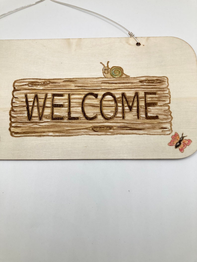 Hedgehog welcome Wood Sign. Original Art laser Etched and | Etsy