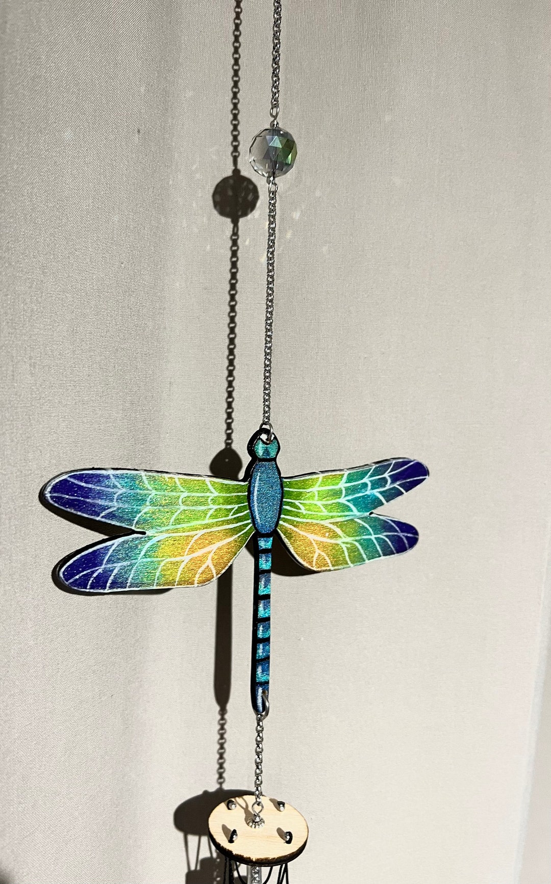 Dragonfly Wind Chime, Laser Cut and Hand Painted. Aluminium Chimes for ...