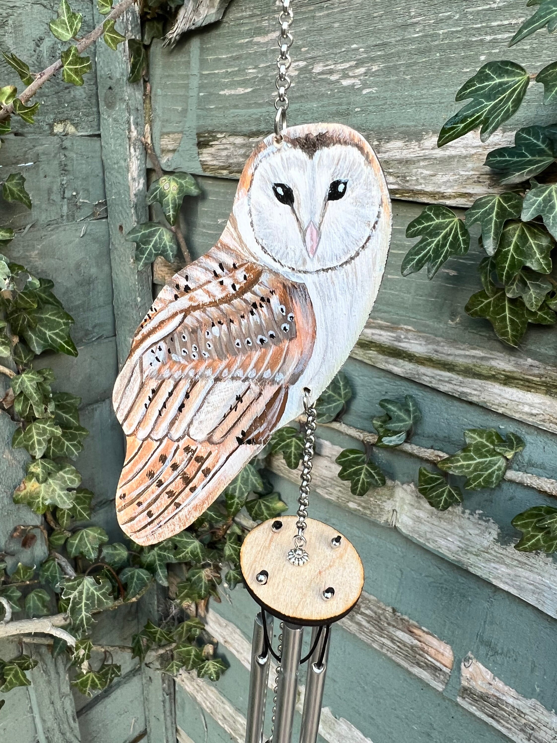 Barn Owl Wind Chime Laser Cut and Hand Painted. Aluminium - Etsy UK