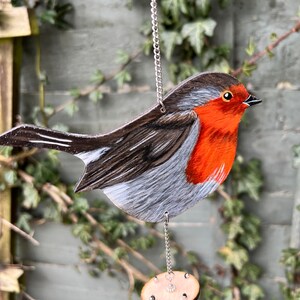 Robin Wind Chime, Original Art , Laser Cut Hand Painted Wooden Robin ...