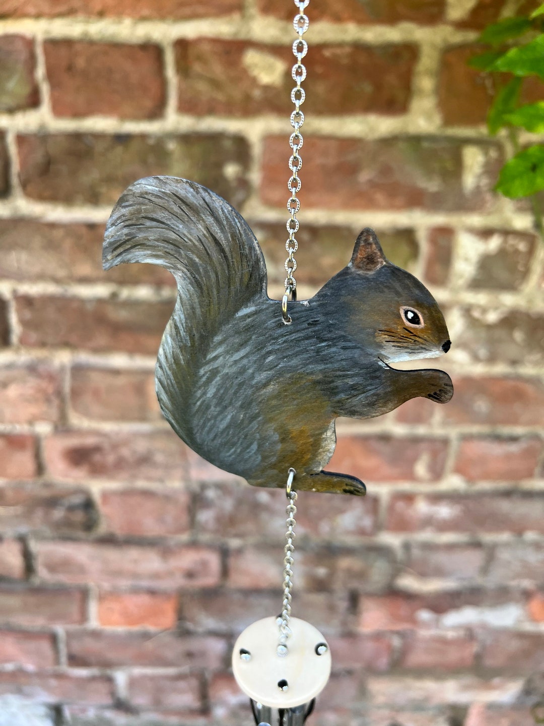 Gray Squirrel Wind Chime With Aluminium Chimes and Acorn Striker. - Etsy