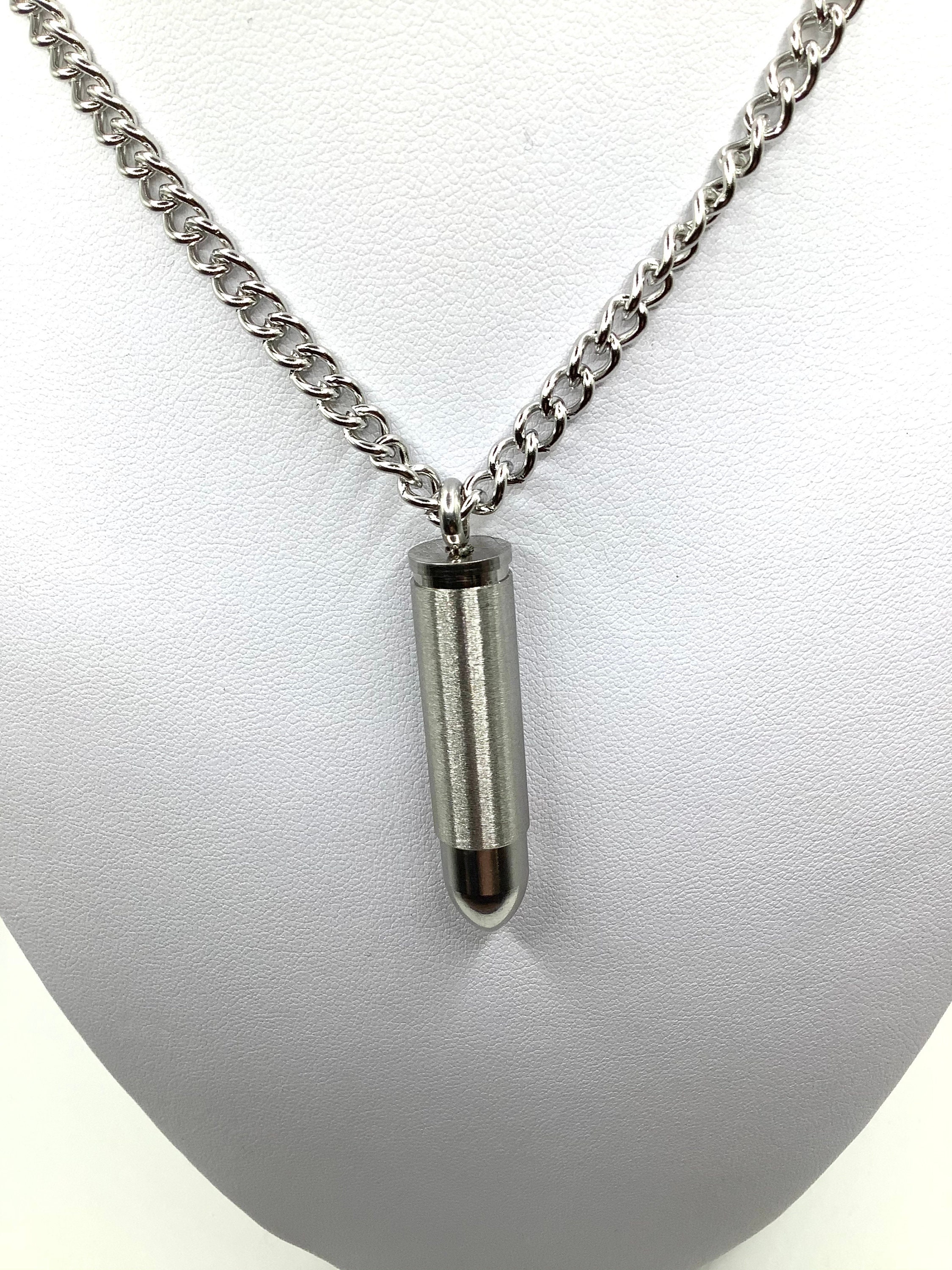Bullet capsule pendant . Stainless steel | Etsy