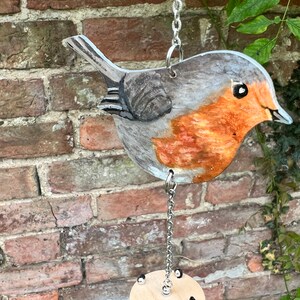 Robin Wind Chime Original Art Laser Cut Hand Painted Wooden - Etsy