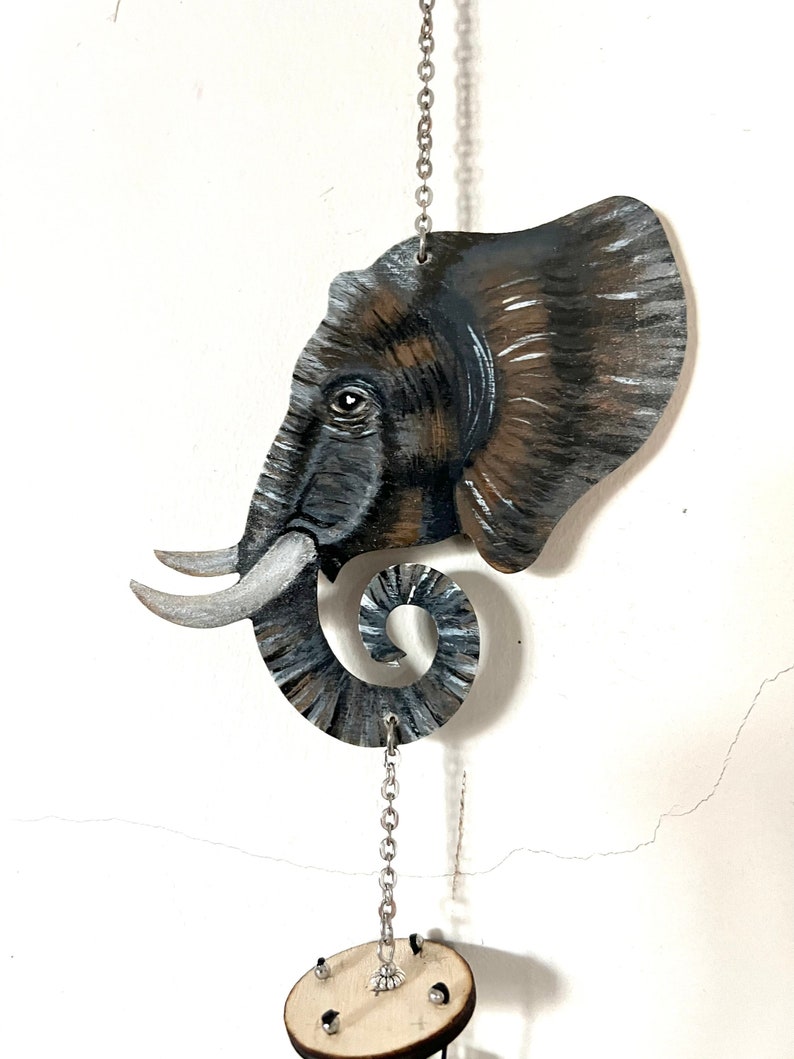 Elephant Wind Chime, Laser Cut and Hand Painted Wooden Wind Chime With ...