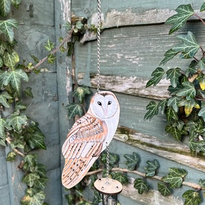 Barn Owl Wind Chime, Laser Cut and Hand Painted. Aluminium Chimes. - Etsy