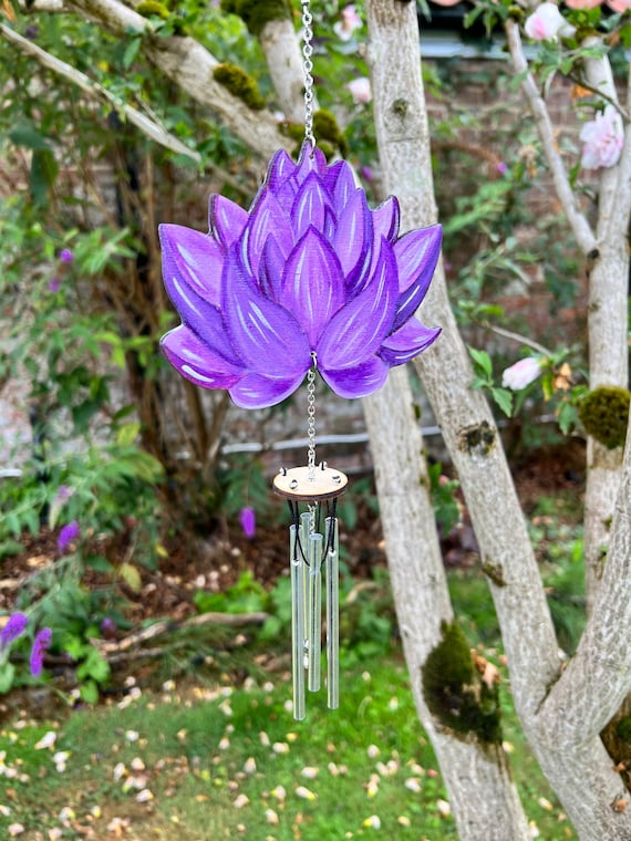 Lotus Flower Windchime Hand Painted. - Etsy