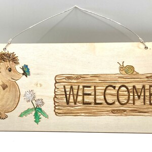Hedgehog “welcome” Wood Sign. Original Art , Hand Painted. A Donation ...