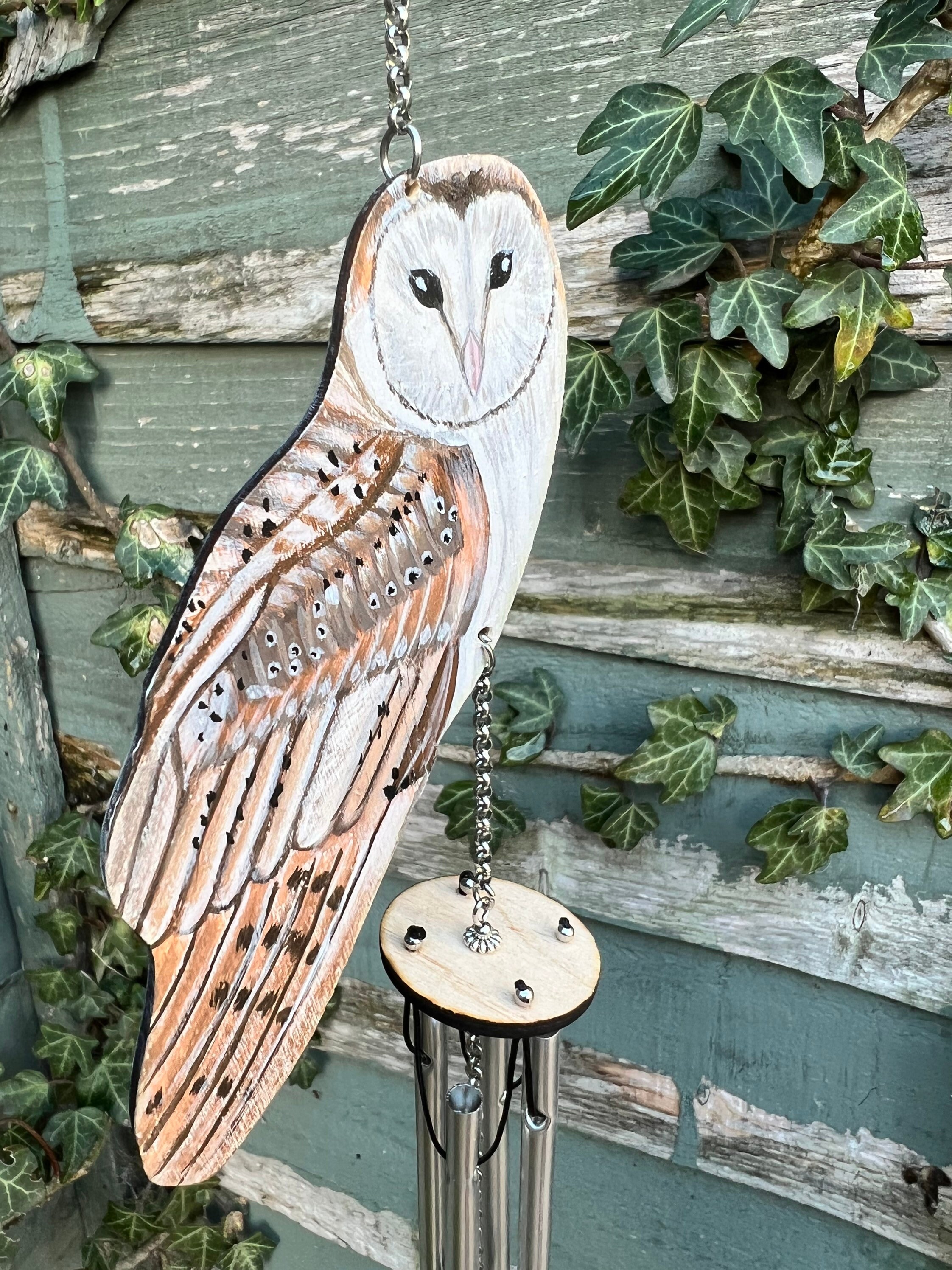 Barn Owl Wind Chime Laser Cut and Hand Painted. Aluminium - Etsy UK