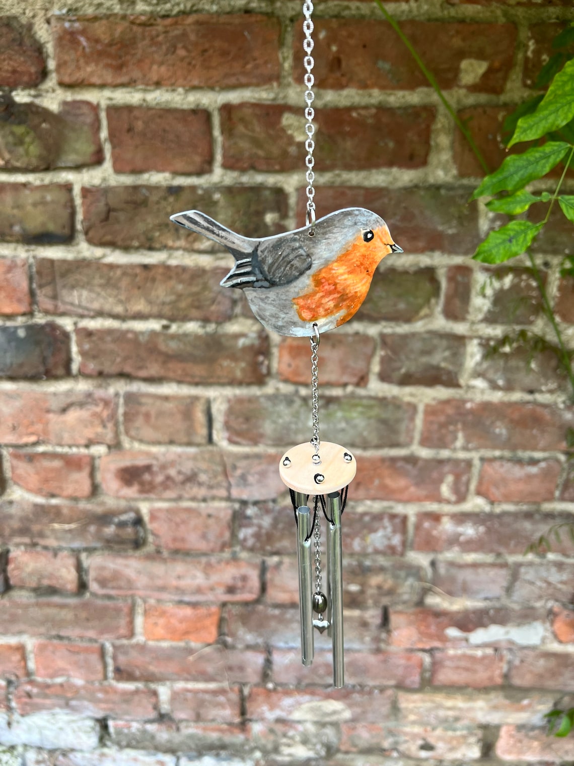 Robin Wind Chime Original Art Laser Cut Hand Painted Wooden - Etsy