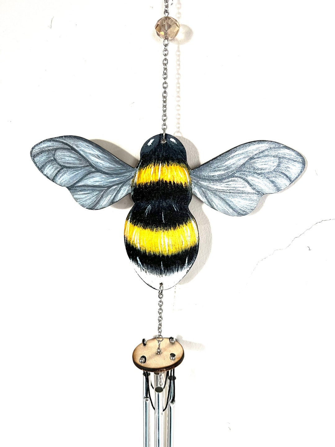 Bee Wind Chime, Wooden Double Sided and Hand Painted Bee - Etsy