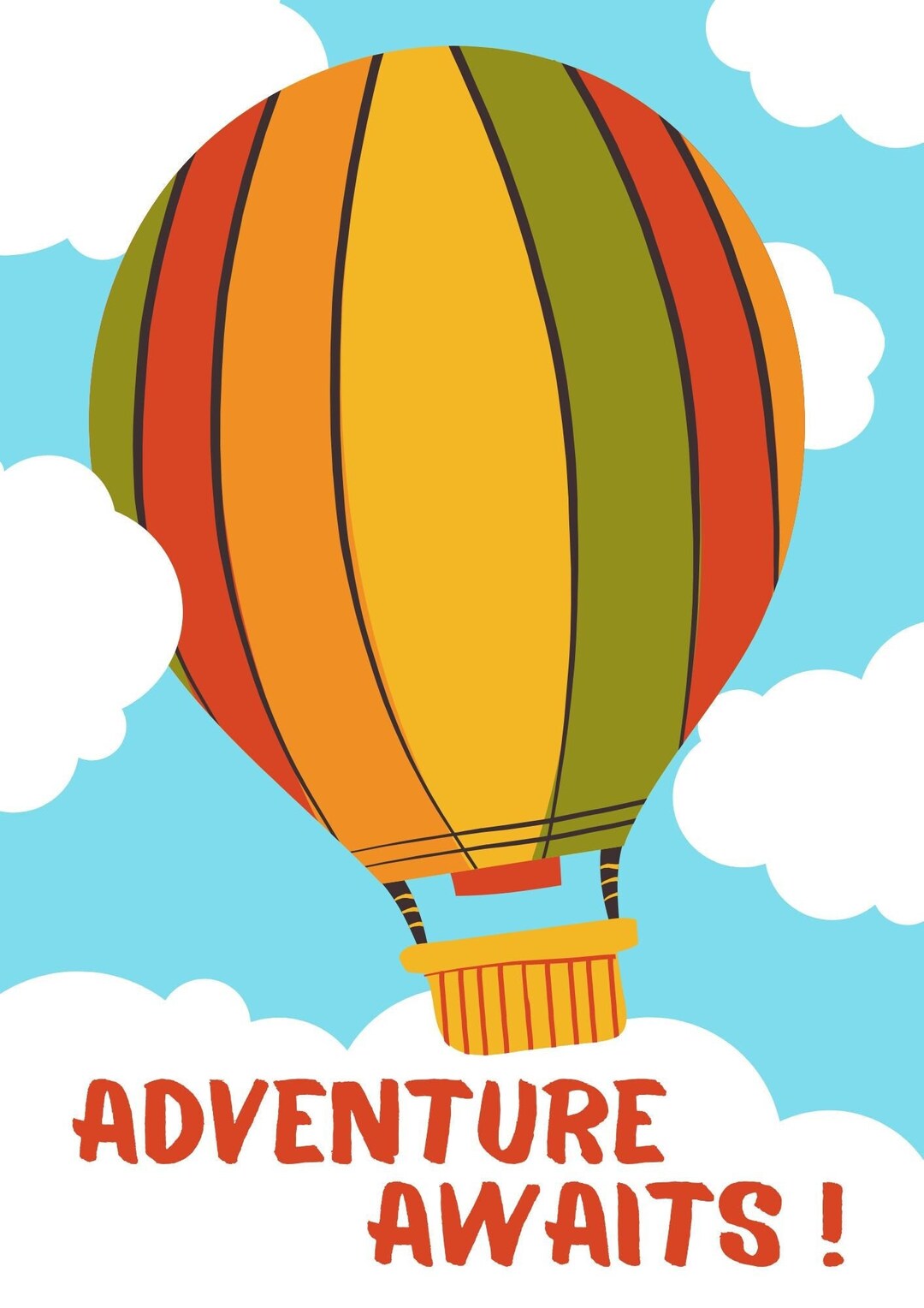 PRINTABLE "adventure Awaits" Print, Home Decor, Balloon Poster, Summer ...
