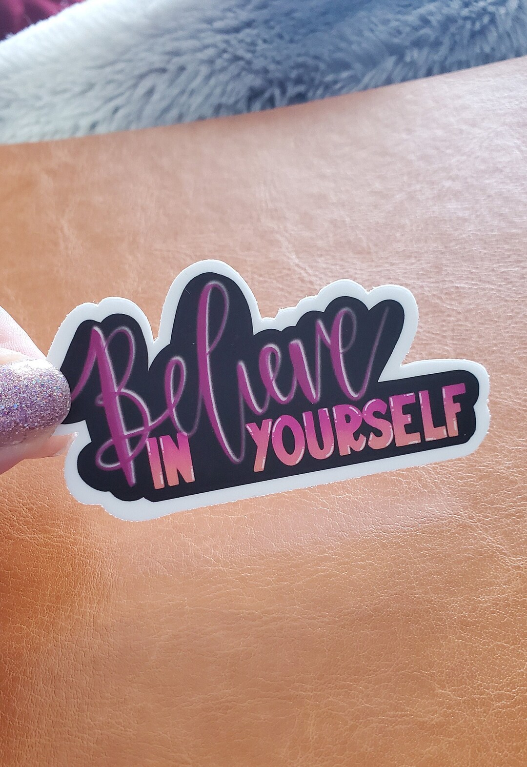 Believe in Yourself Sticker: Pink Orange Waterproof Laptop Decal - Etsy