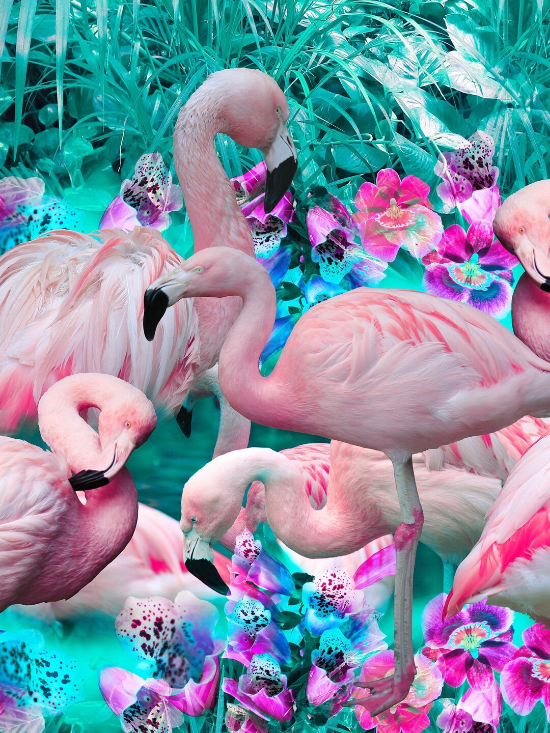 FLAMINGO BIG SCARF Turquoise Very Light Sarong Ideal Sprin - Etsy