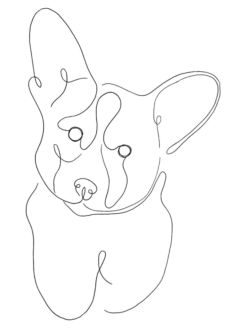 Corgi One Line Pet Portrait DIGITAL DOWNLOAD, Corgi Portrait, Corgi ...