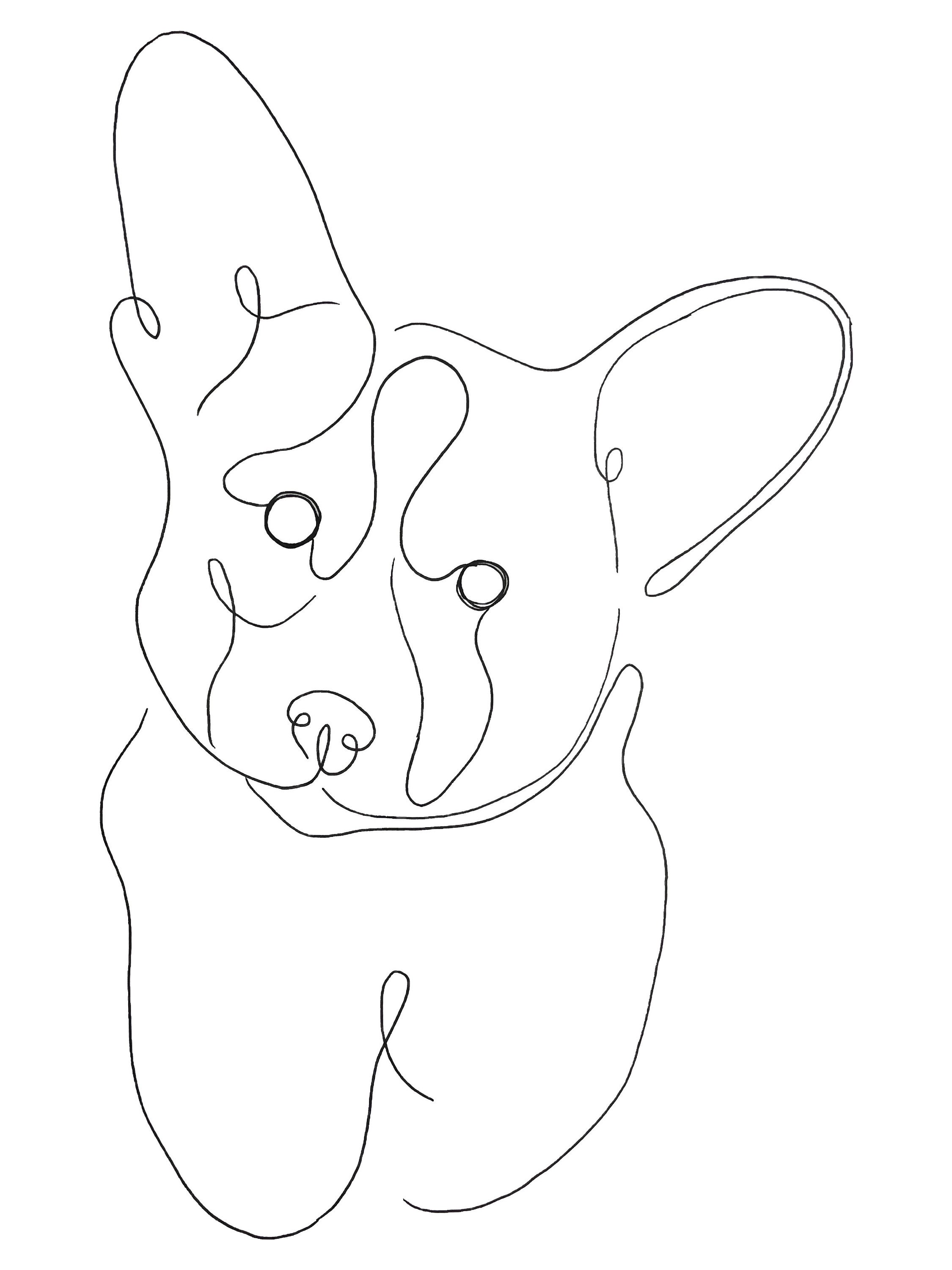 Corgi One Line Pet Portrait DIGITAL DOWNLOAD, Corgi Portrait, Corgi ...
