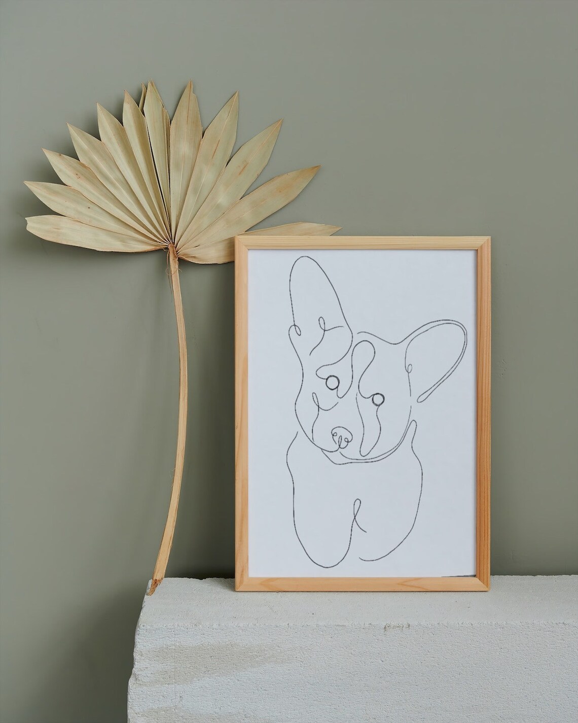 Corgi One Line Pet Portrait DIGITAL DOWNLOAD, Corgi Portrait, Corgi ...