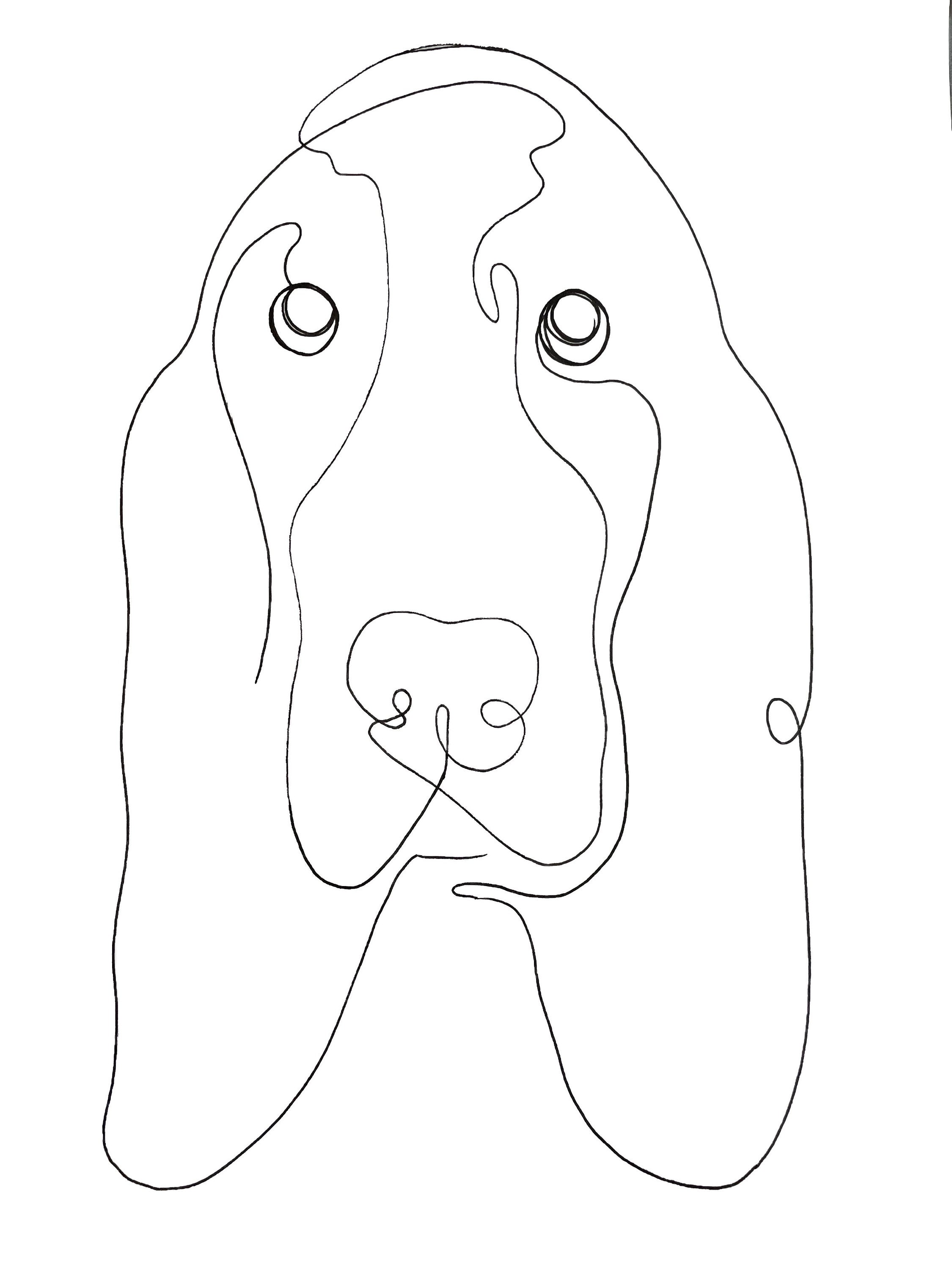 Basset Hound One Line Pet Portrait DIGITAL DOWNLOAD, Boho Pet Print ...