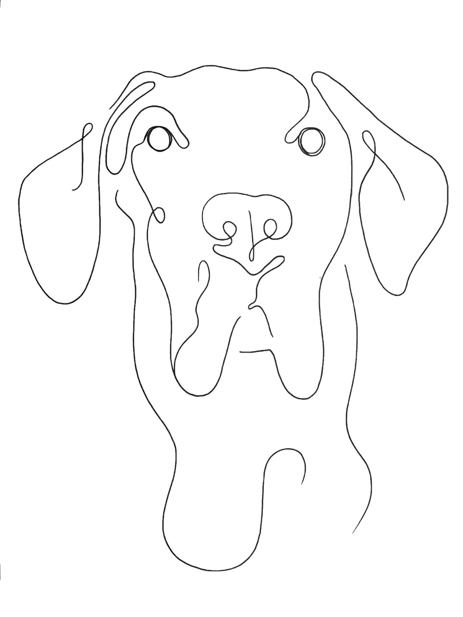 Great Dane One Line Pet Portrait DIGITAL DOWNLOAD, Great Dane Print ...