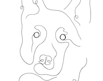 Australian Shepherd One Line Pet Portrait DIGITAL DOWNLOAD, Australian ...