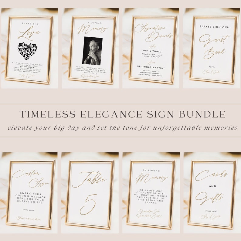 Digital Wedding Invitation and Sign Bundle, Editable Templates ...